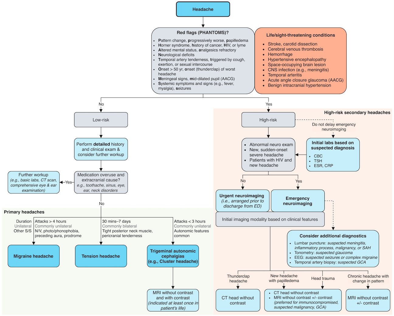 Approach To Headaches Differential Diagnosis Algorithm Red GrepMed