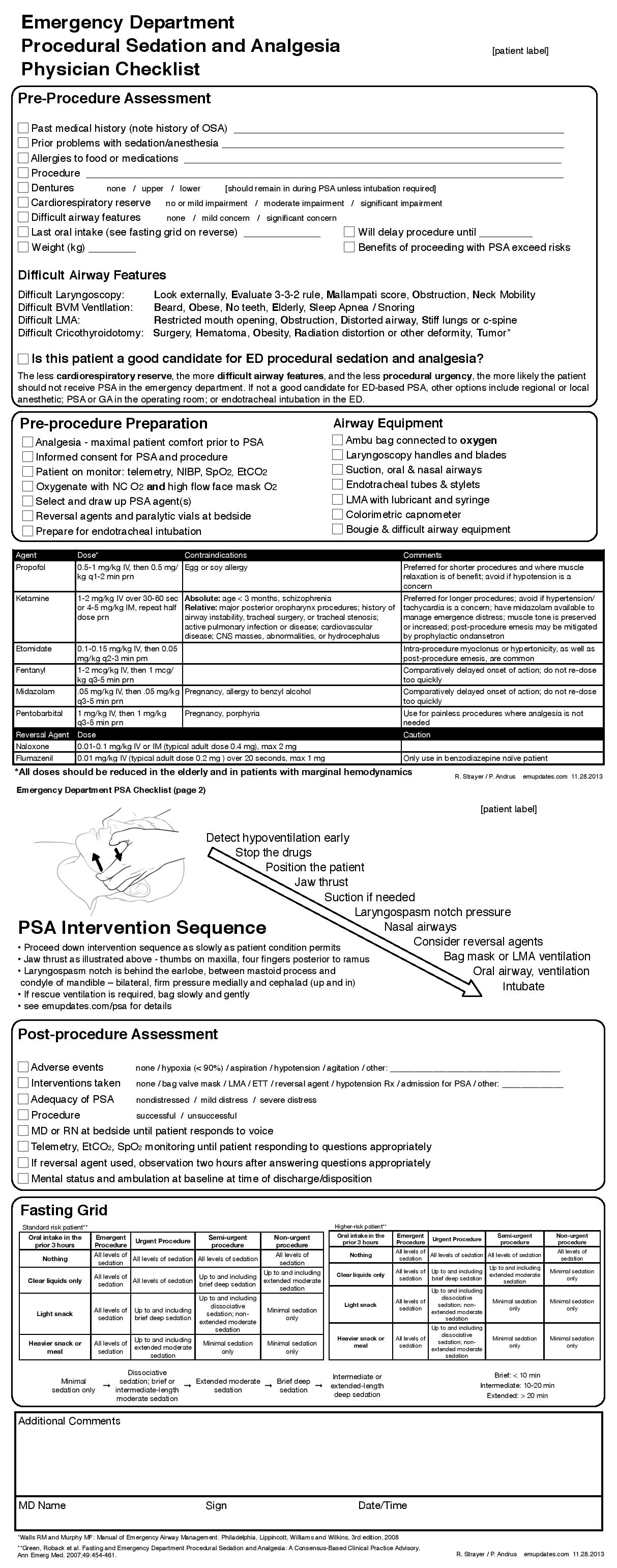 Emergency Department Procedural Sedation Checklist GrepMed Emergency Department Procedural Sedation Checklist GrepMed
